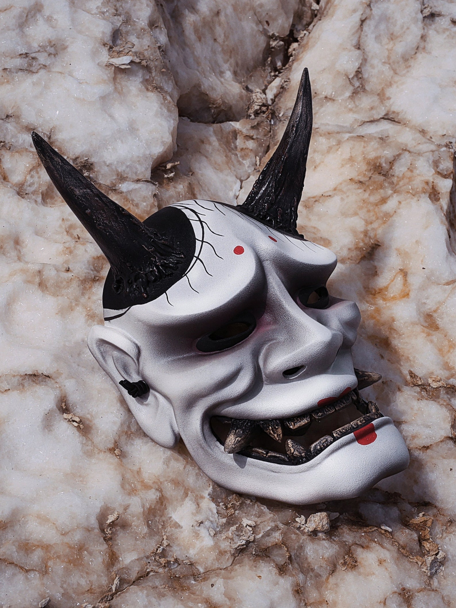 Japanese Hannya Mask, White and Black, Demon Mask, Made to ORDER ...