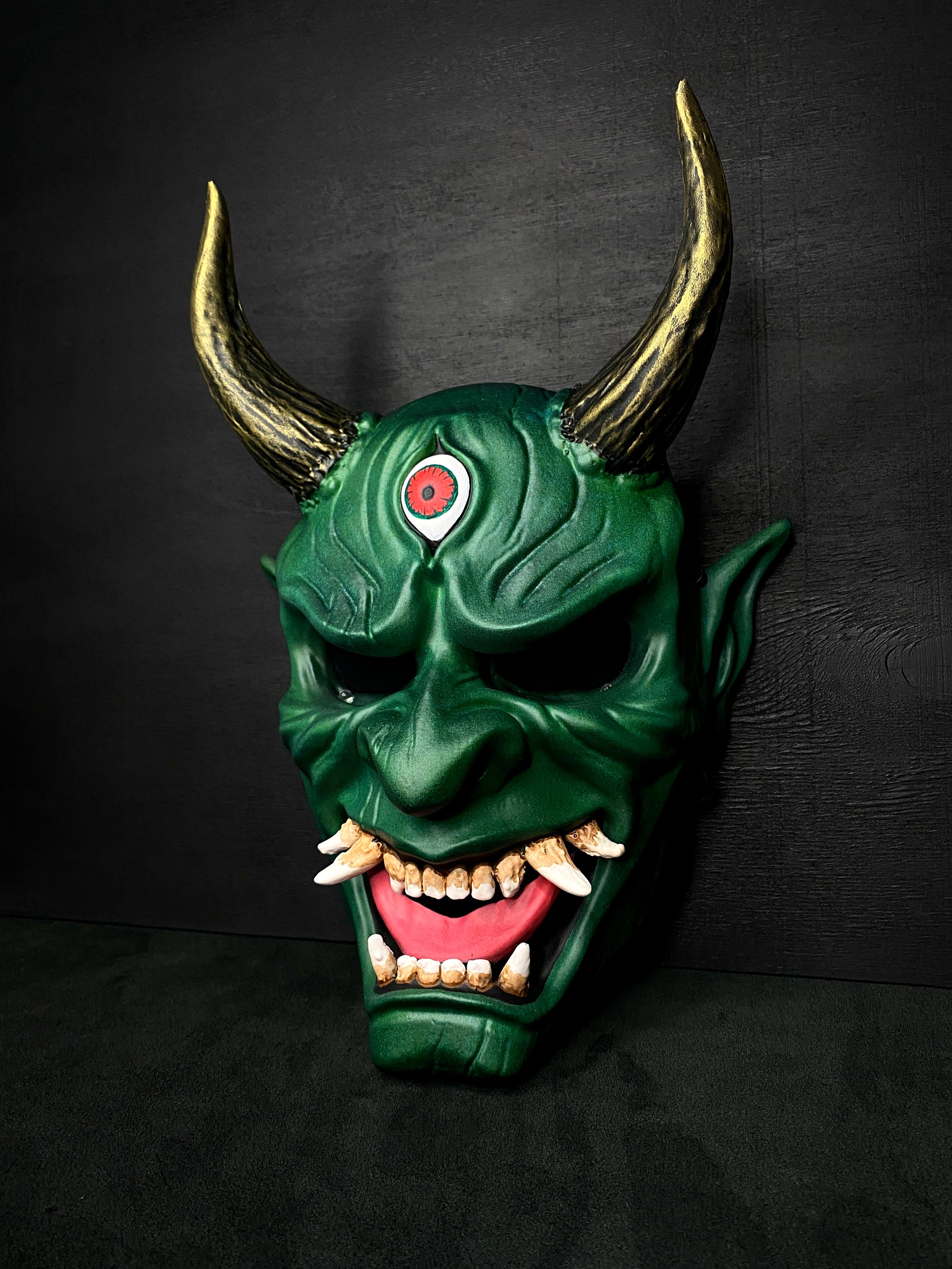 Japanese Oni Mask Wearable: Green and Red Demon Mask Green - Etsy