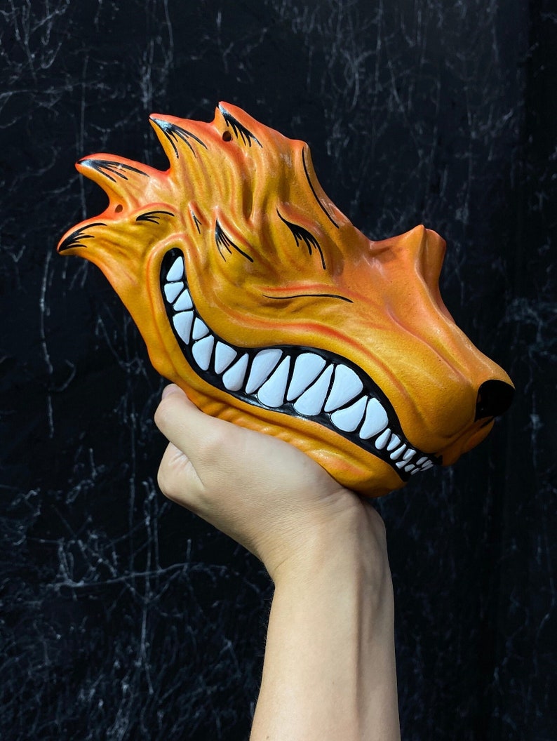 Japanese Kitsune Half Mask Wearable Half Face Wolf Mask the - Etsy