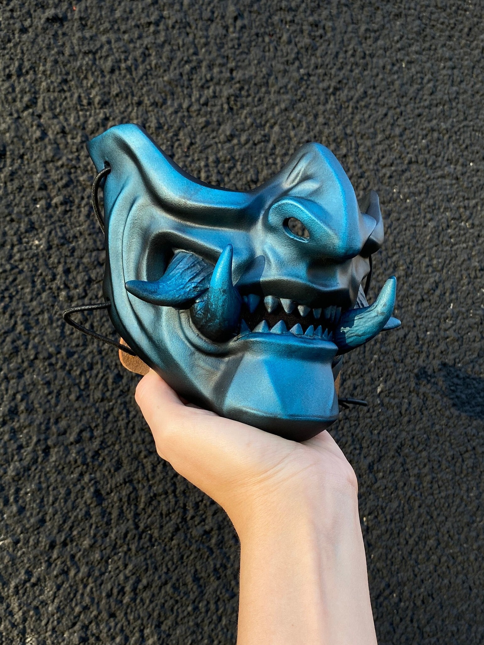 Samurai Half Mask Wearable Mempo Mask Japanese Blue Samurai - Etsy