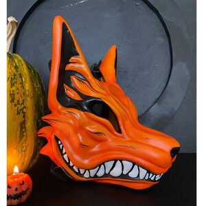 Japanese Kitsune Mask, Orange Japanese Fox Mask Anime, the Nine Tail ...