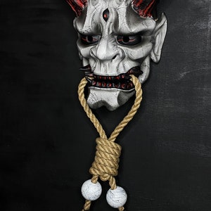 Black and White Oni Mask With Rope Wall Oni Mask Oni Mask - Etsy