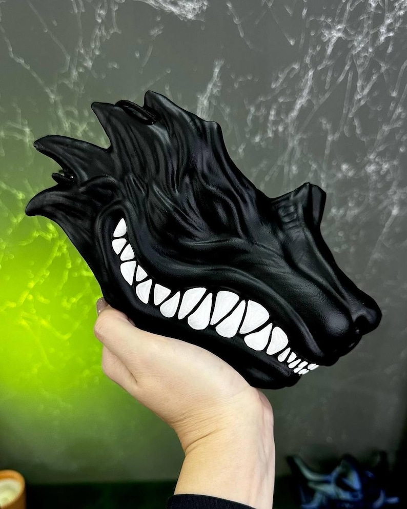 Samurai Wolf Mask Black, Wolf Half Face Mask Tsushima, Kitsune Half ...