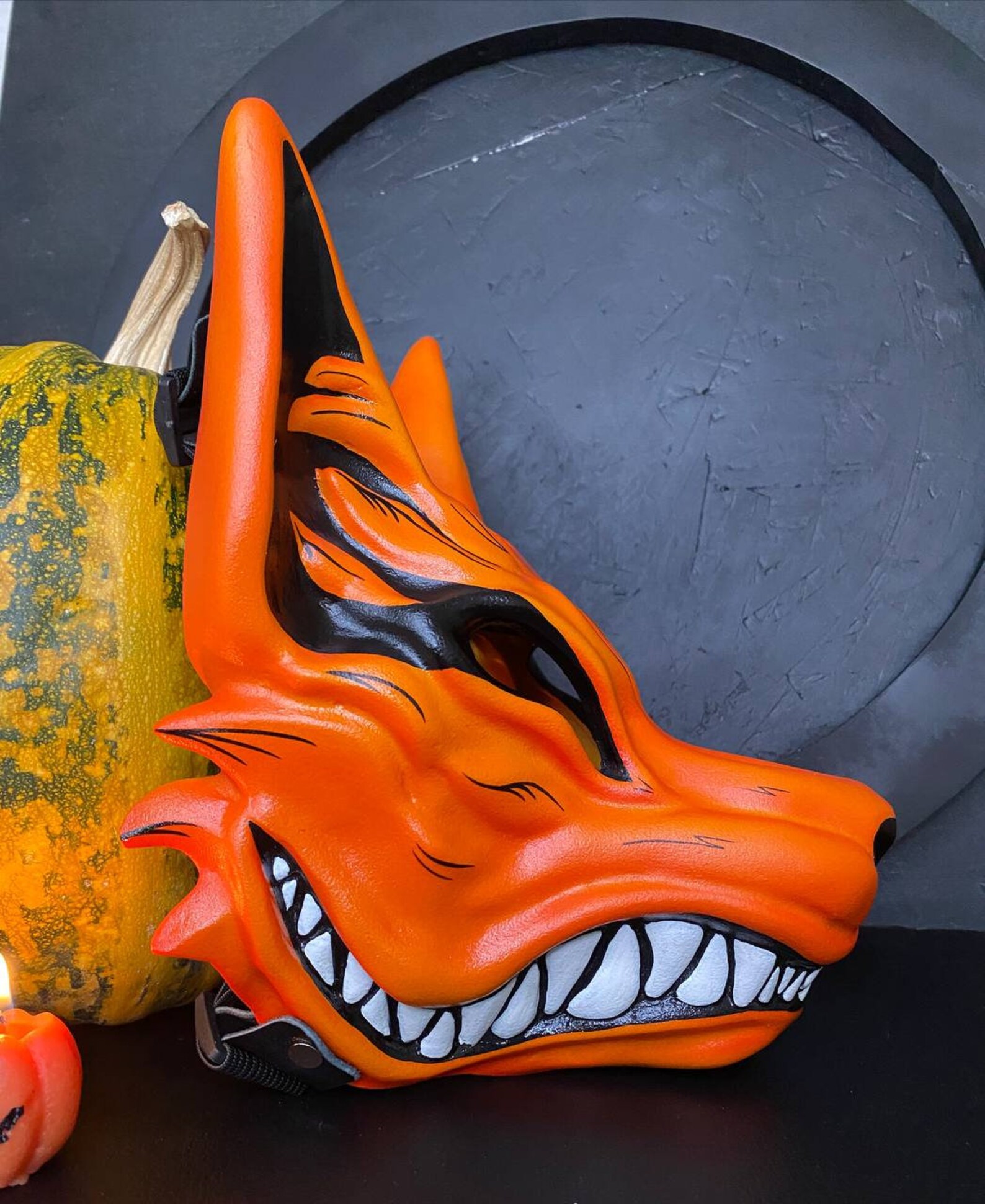 Kitsune Mask, Orange Japanese Fox Mask, the Nine Tail Fox, Anime Mask ...