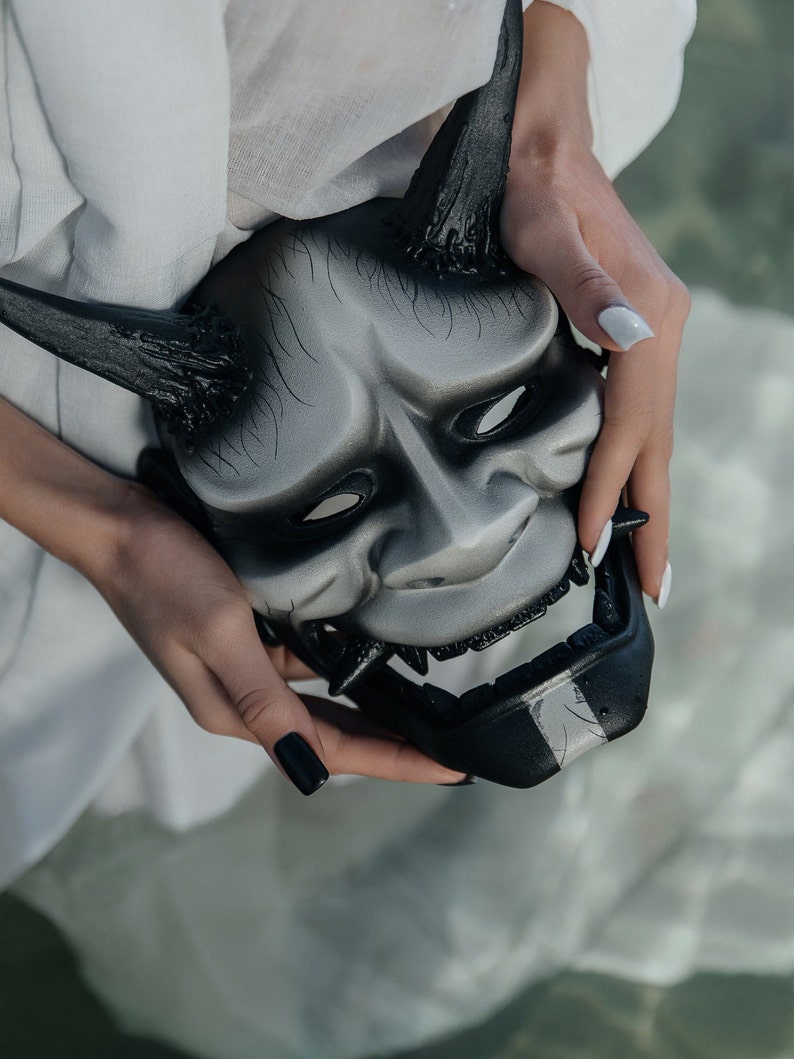 Japanese Hannya Mask: Black&white Made to ORDER Samurai - Etsy