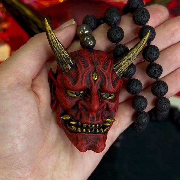 Hannya Oni Mask Necklace - Etsy
