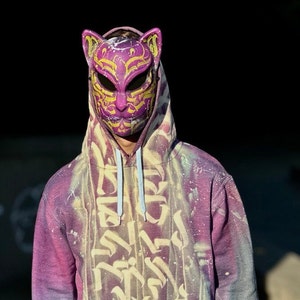 Japanese Purple Kitsune Mask for Anime Cosplay. Ninja Demon Mask ...