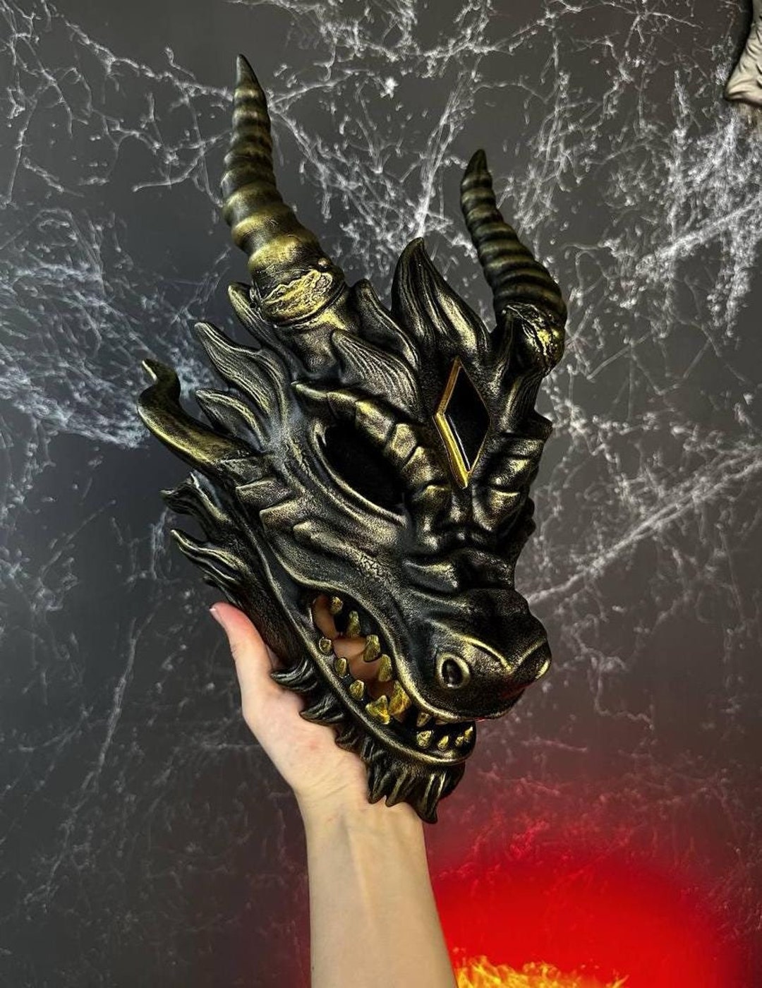 Gold Dragon Mask, Smaug Mask, Alodidae Dragon Mask Cosplay, Halloween ...