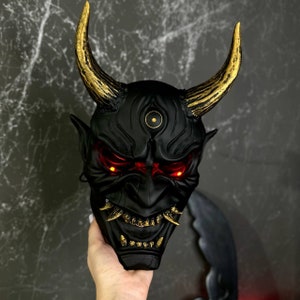 Japanese Oni Mask DBD Black and Gold Wearable, Wall Decor Oni Mask With ...