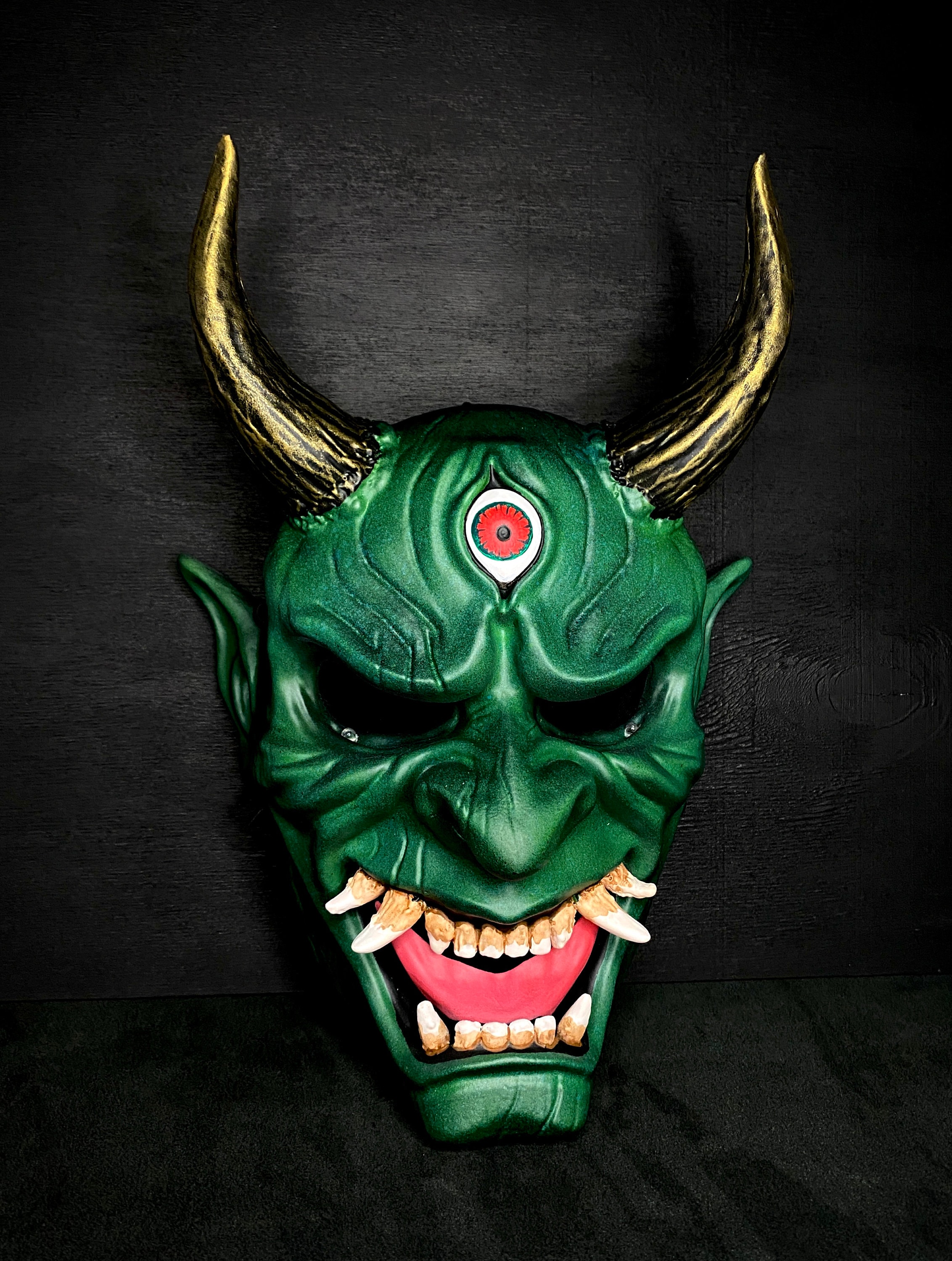 Japanese Oni Mask Wearable: Green and Red Demon Mask Green - Etsy