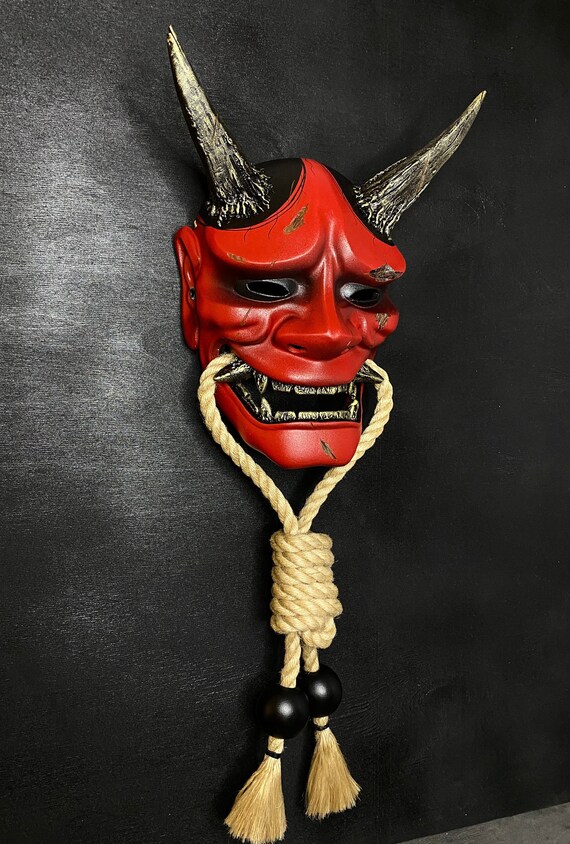 Damaged Red Hannya Mask Wall Decor Japanese Wall Mask - Etsy