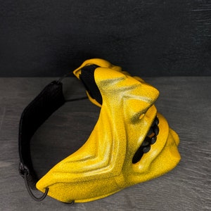 Mempo Mask, Yellow Oni Mask Japanese Menpo Mask, Samurai Mask Cosplay ...