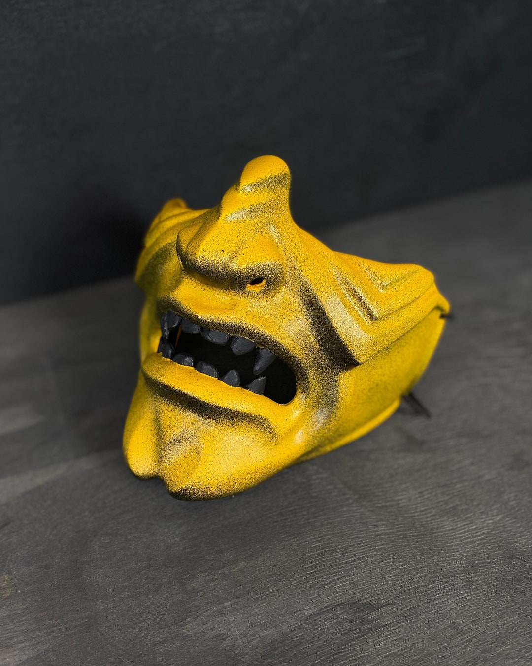Mempo Mask, Yellow Oni Mask Japanese Menpo Mask, Samurai Mask Cosplay ...