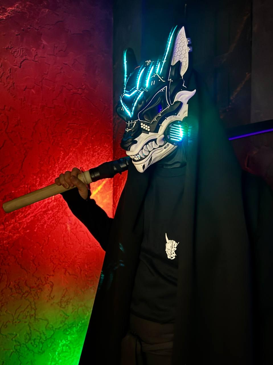 Cyberpunk Kitsune Mask: RGB LED Cosplay Techwear - Etsy