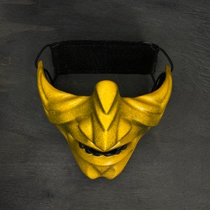 Mempo Mask, Yellow Oni Mask Japanese Menpo Mask, Samurai Mask Cosplay ...