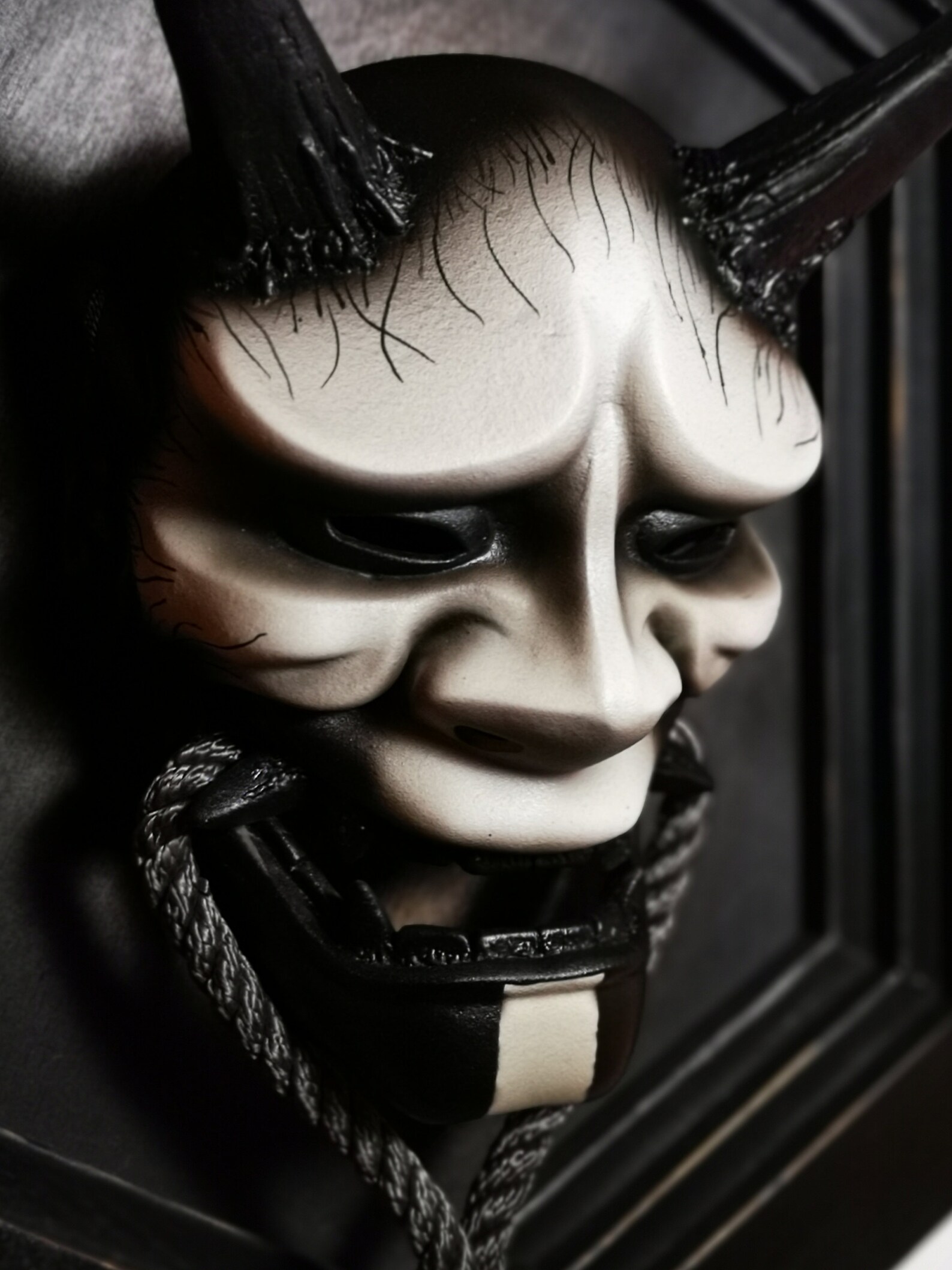 Japanese Hannya Mask: Black&white Made to ORDER Samurai - Etsy