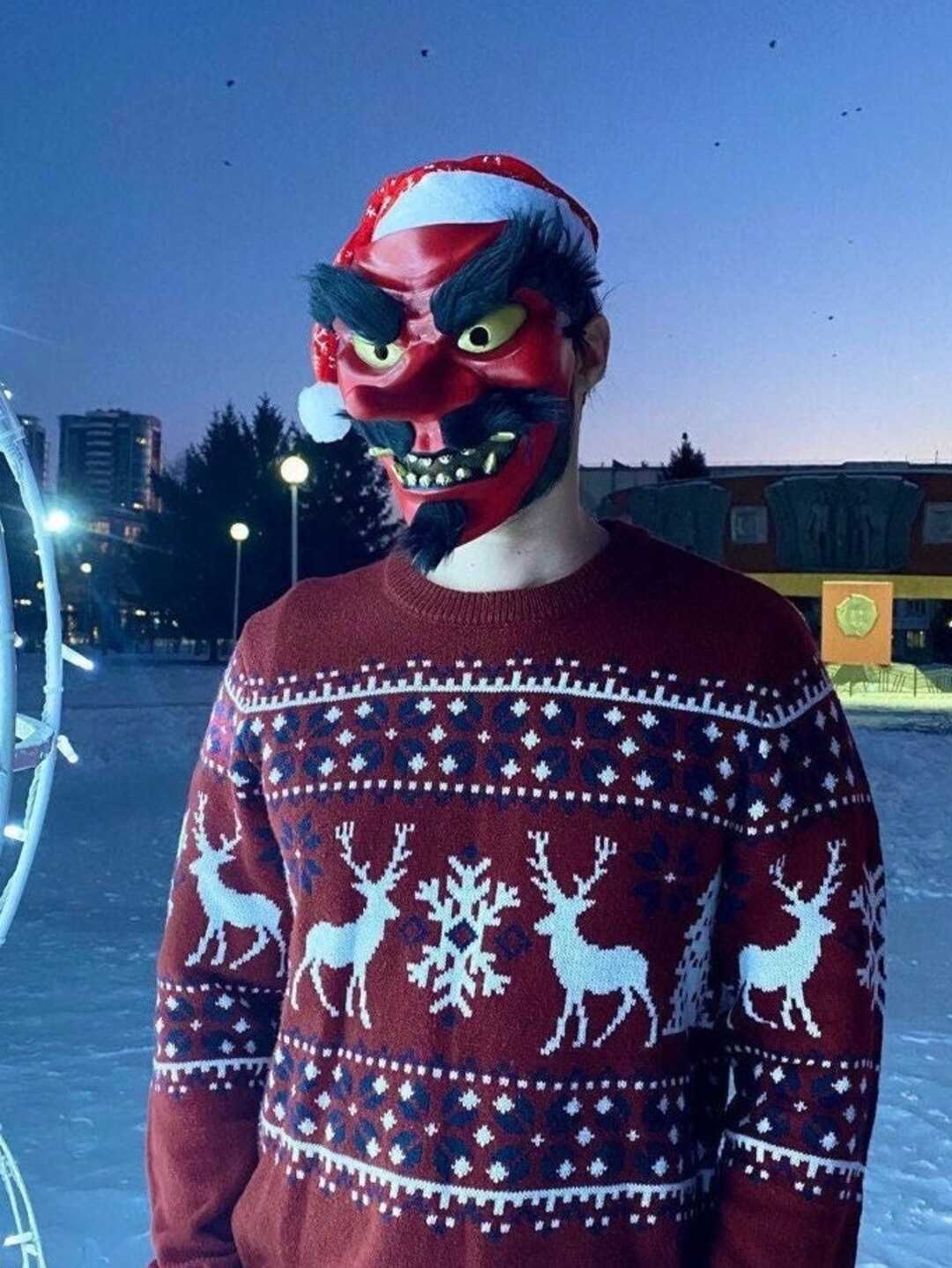 Red Tengu Mask With Hair, Yamabushi Tengu Mask, Japanese Long Nose Mask ...