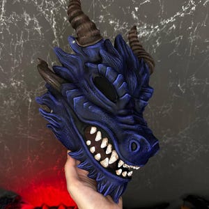 Wearable Blue Dragon Mask: Resin Halloween Costume - Etsy