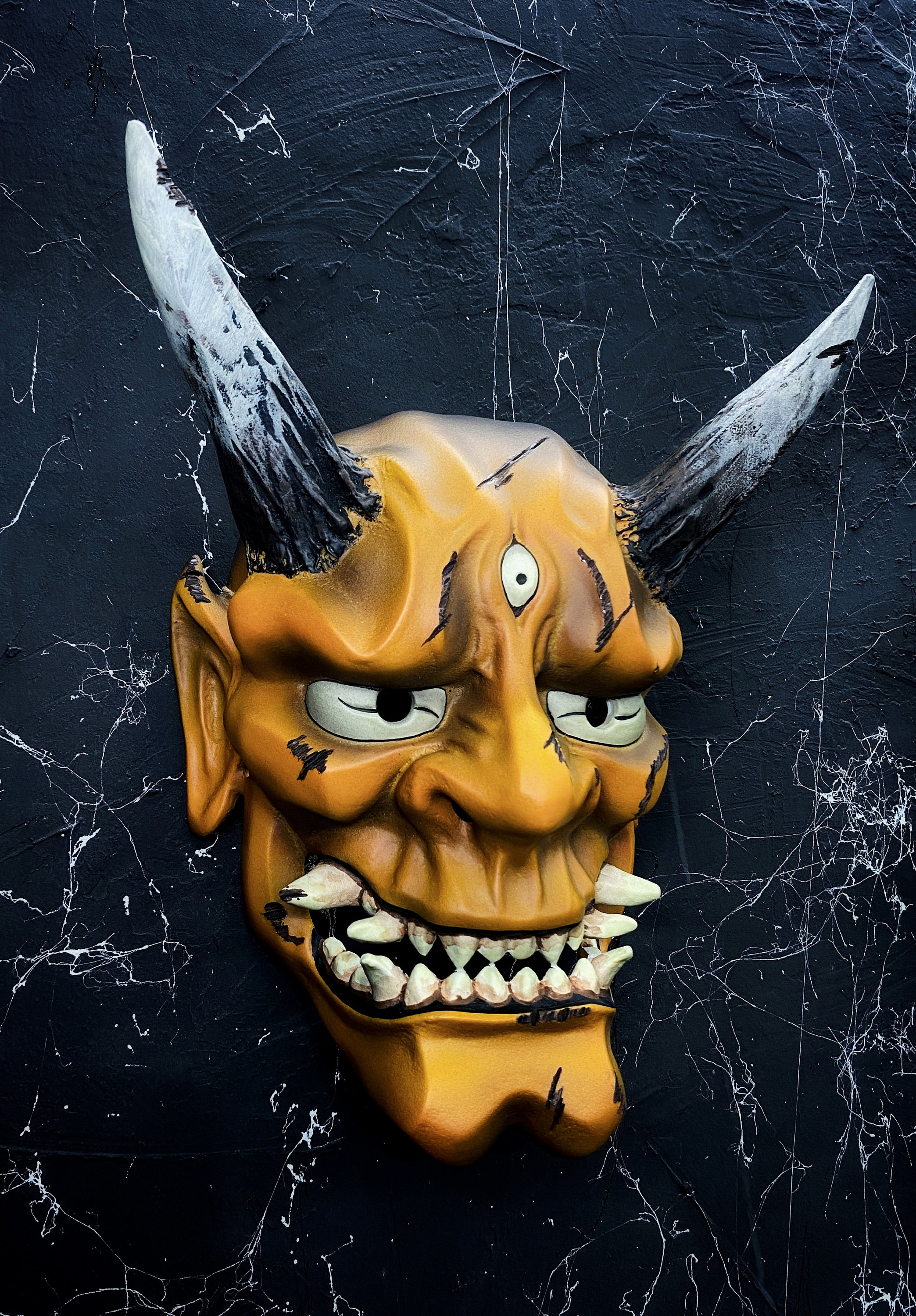 Japanese Oni Mask Wearable Demon Mask Orange Oni Mask Yokai - Etsy