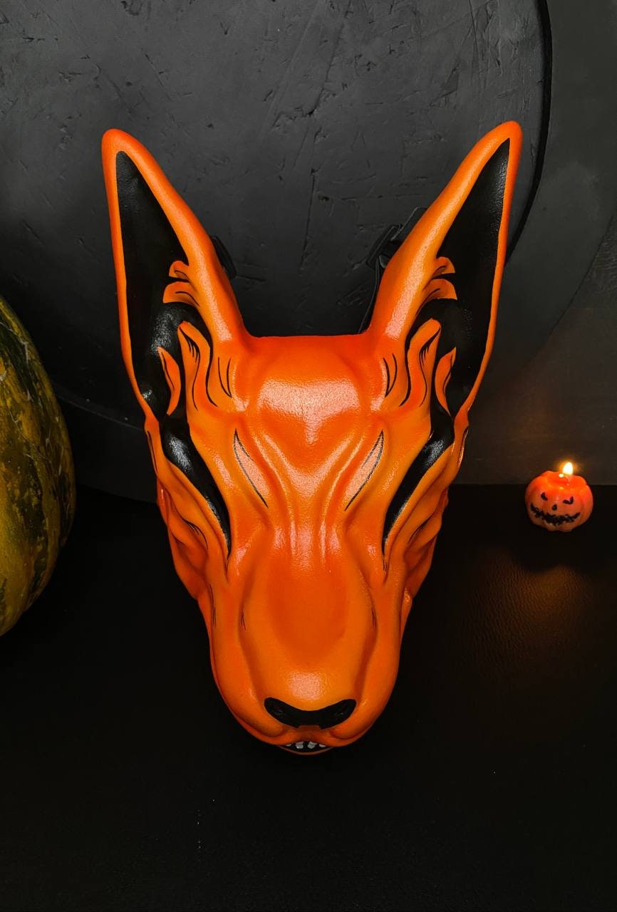 Japanese Kitsune Mask Orange Japanese Fox Mask Anime the - Etsy