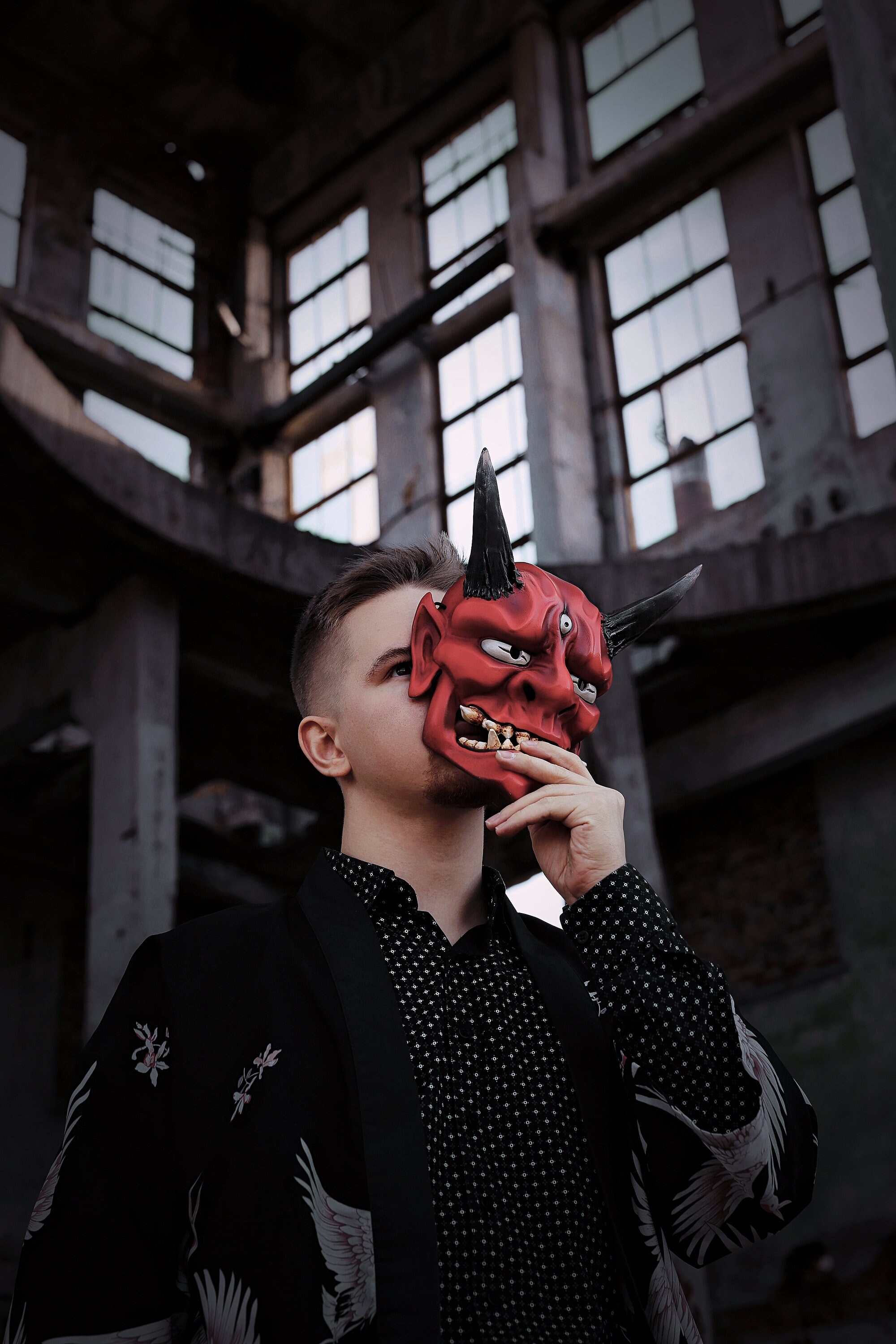 Red Oni Mask Wearable Samurai Mask Wall Hannya Mask Oni - Etsy
