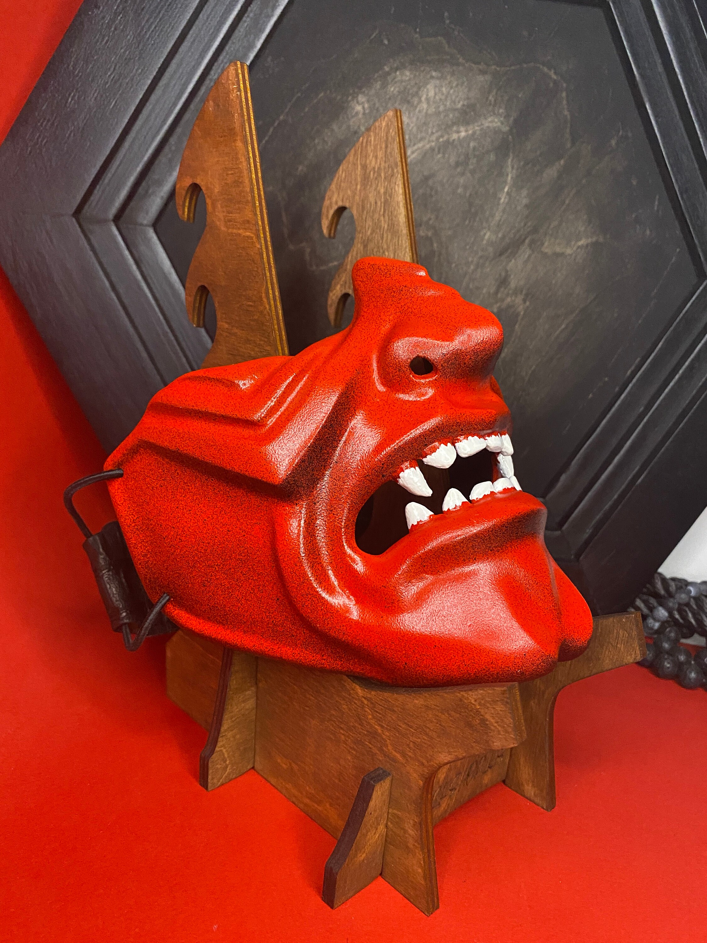 Samurai Half Mask Red Mempo Mask Japanese Menpo Mask Red - Etsy