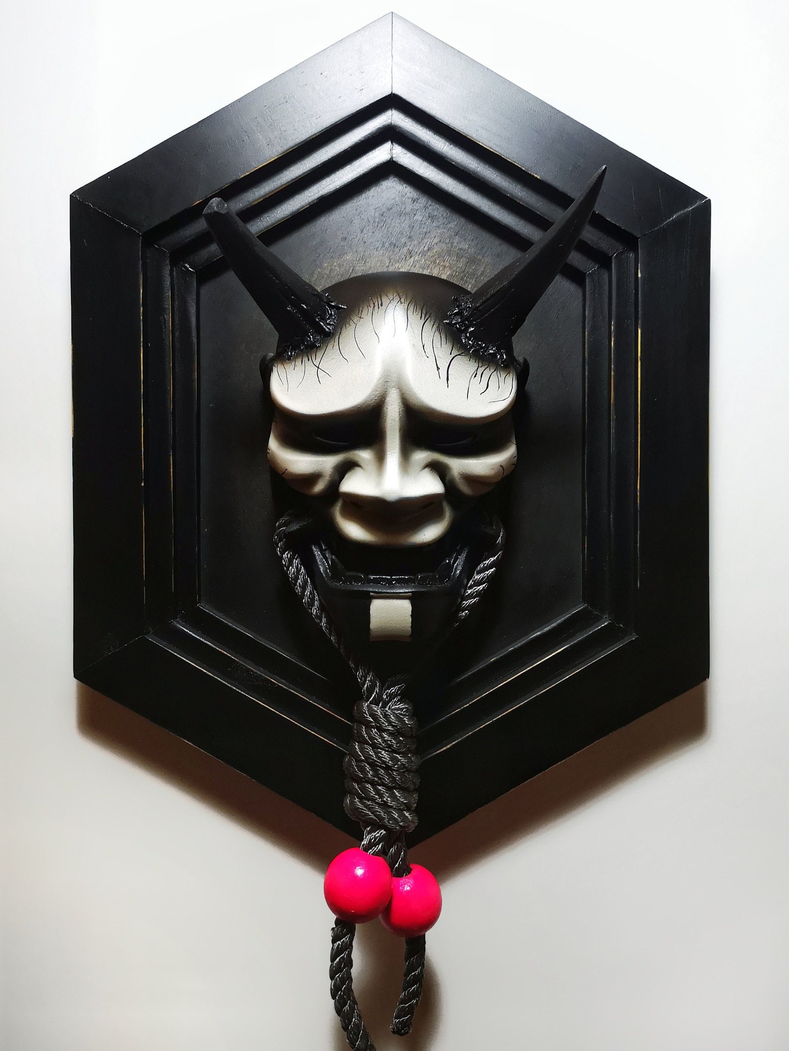 Japanese Hannya Mask White and Black Demon Mask Made to - Etsy