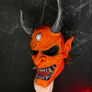 DBD Oni Mask Orange Wearable, Japanese Demon Oni Mask, Dark Hannya Mask ...