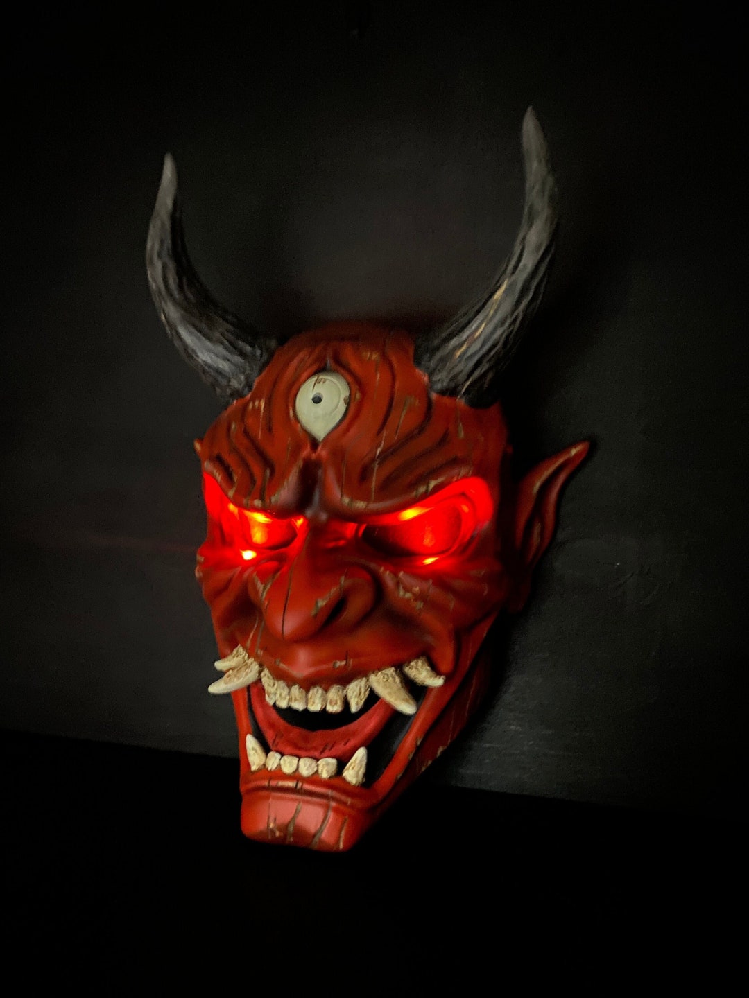 Red Oni Mask: Glow in the Dark Wearable, Demon Mask, Wall Oni Mask ...
