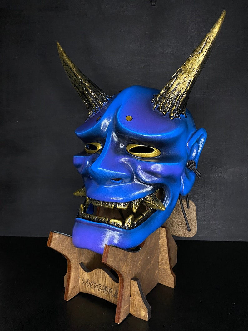 Japanese Hannya Mask Blue Oni Mask Samurai Mask Wearable - Etsy