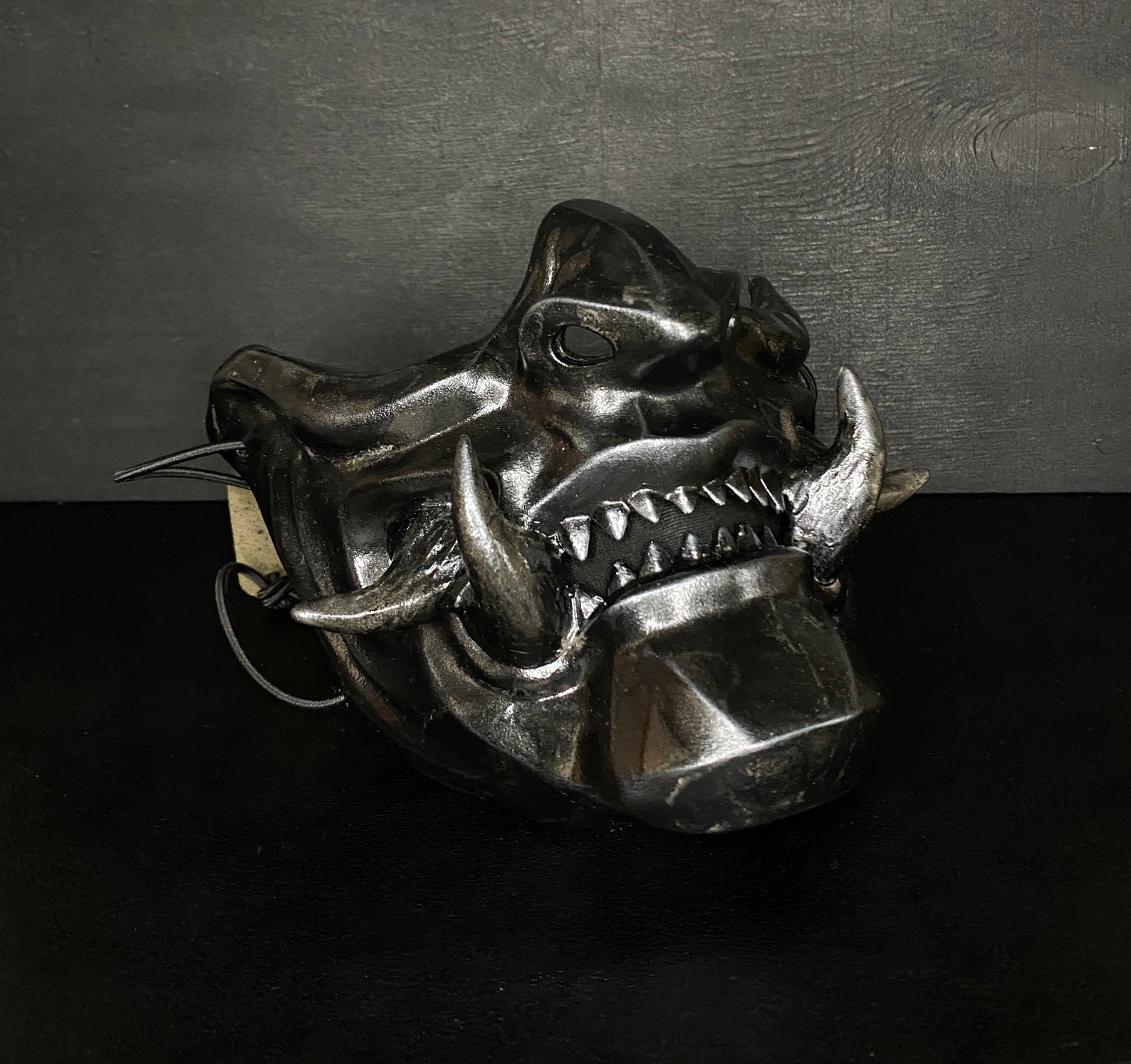 Oni Half Face Wearable Mempo Mask Japanese Samurai Cosplay - Etsy