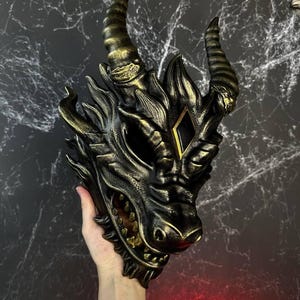 Black Dragon Mask: Comfortable to Wear for Cosplay, Halloween Costume ...