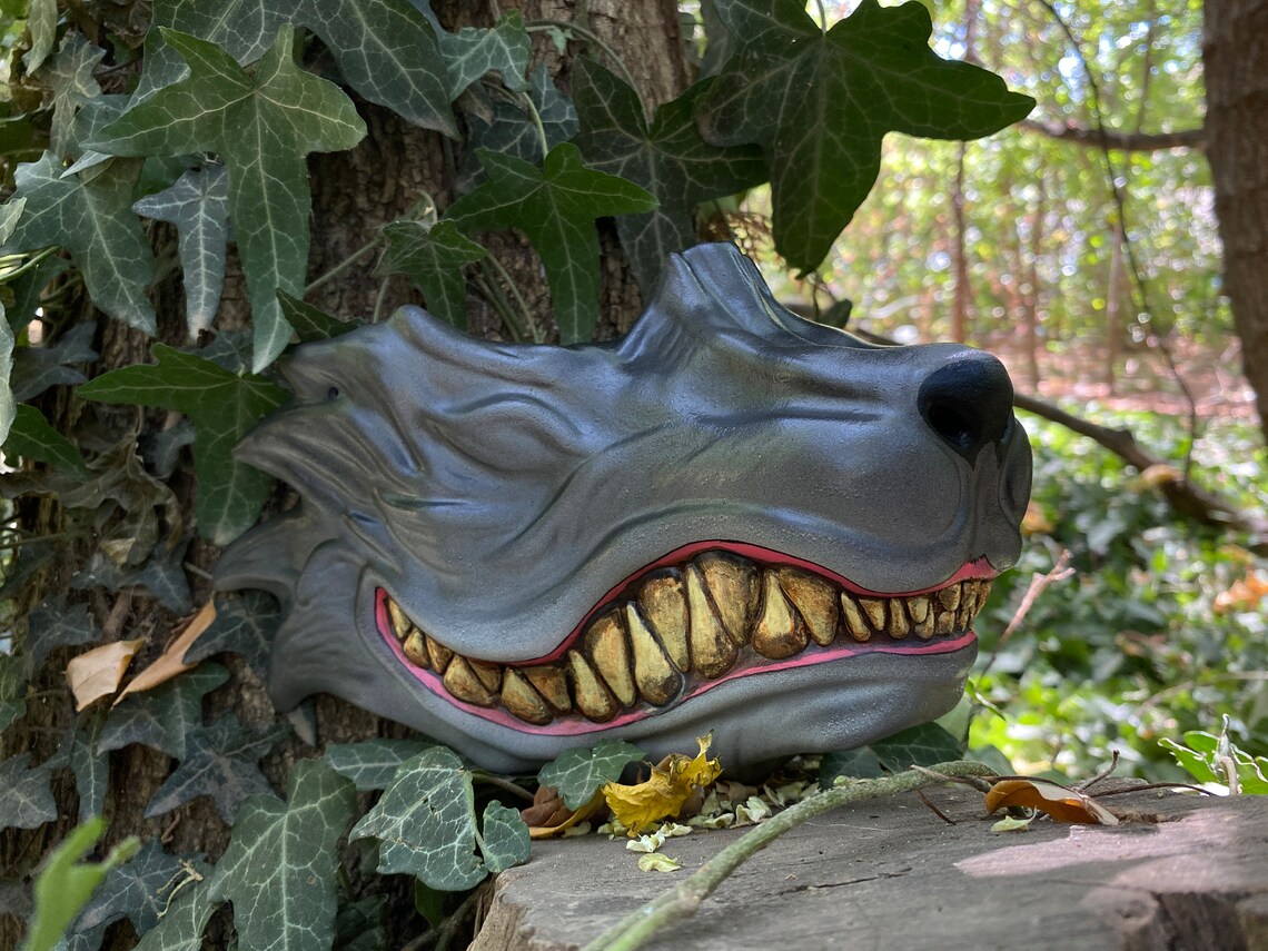 Grey Wolf Half Mask Kitsune Half Face Mask Japanese Wolf - Etsy