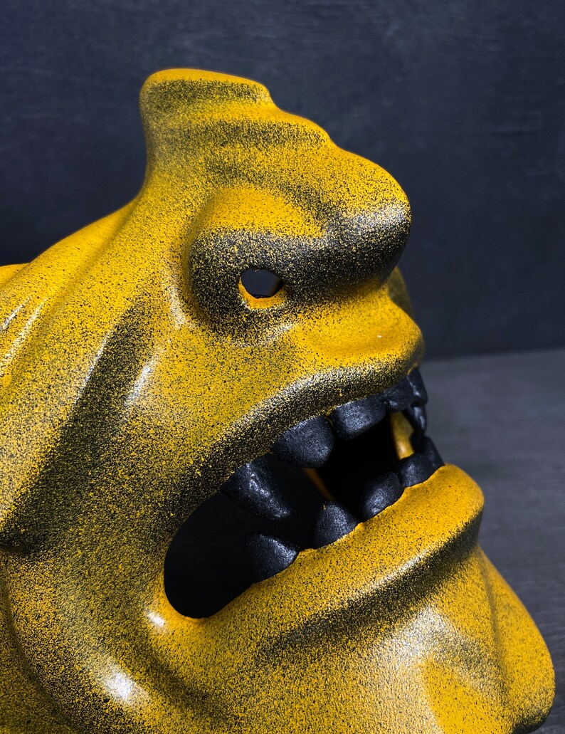 Mempo Mask, Yellow Oni Mask Japanese Menpo Mask, Samurai Mask Cosplay ...