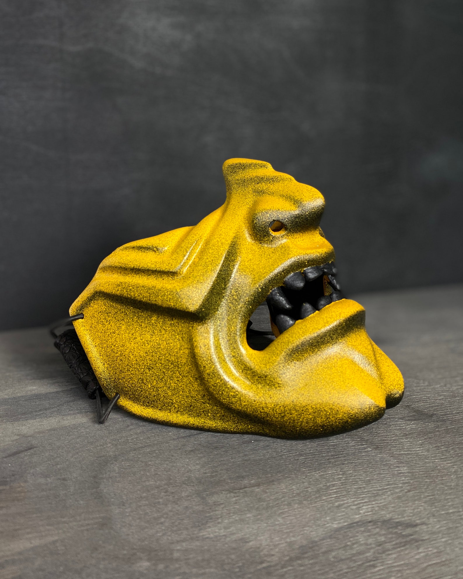Mempo Mask, Yellow Oni Mask Japanese Menpo Mask, Samurai Mask Cosplay ...