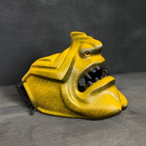 Mempo Mask, Yellow Oni Mask Japanese Menpo Mask, Samurai Mask Cosplay ...