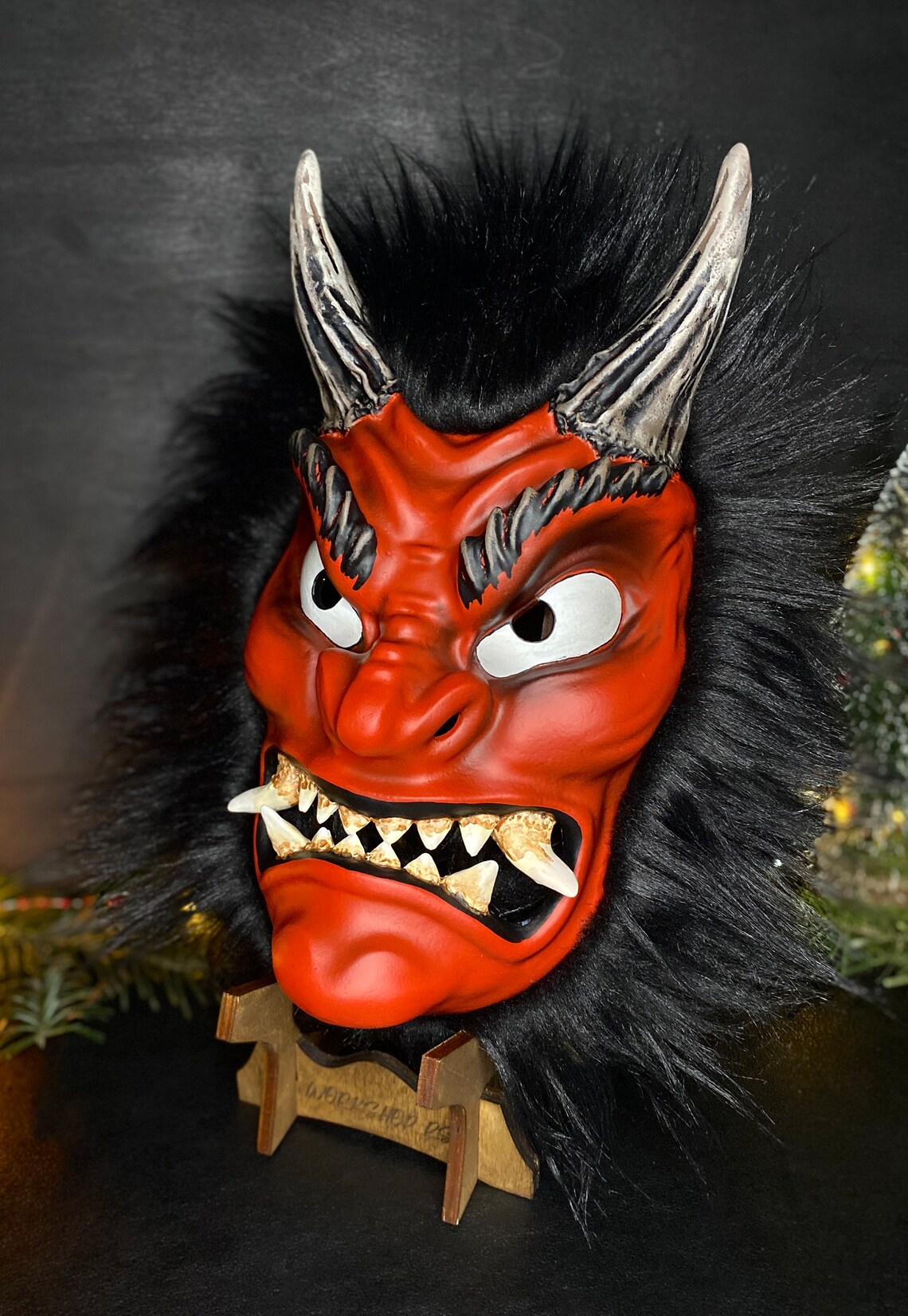 Namahage Mask With Hair Japanese Oni Mask Japanese Ogre - Etsy