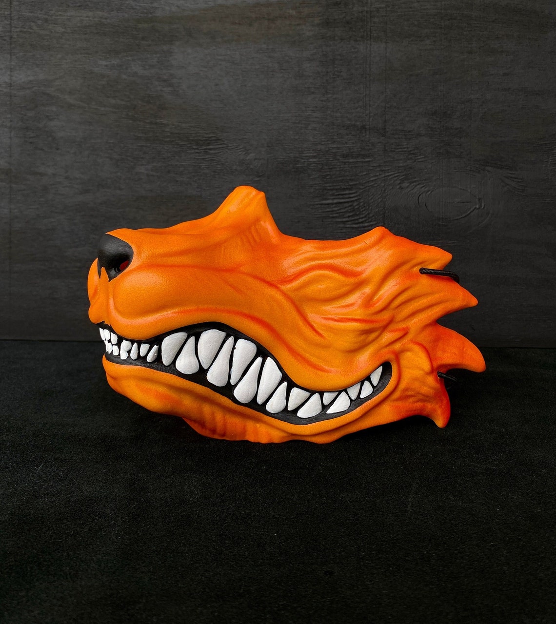 Kitsune Half Mask Wearable White Teeth Oni Wolf Mask Anime - Etsy