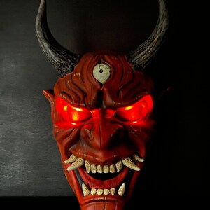 Red Oni Mask: Glow in the Dark Wearable, Demon Mask, Wall Oni Mask ...
