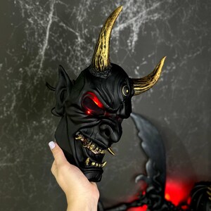 Japanese Oni Mask DBD Black and Gold Wearable, Wall Decor Oni Mask With ...