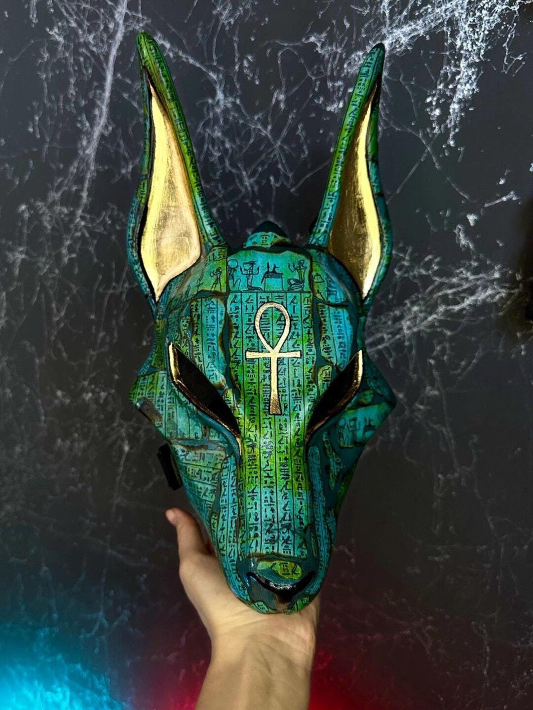 Egyptian Anubis Mask: Blue Wolf Jackal Ankh Cosplay Costume, Ancient ...