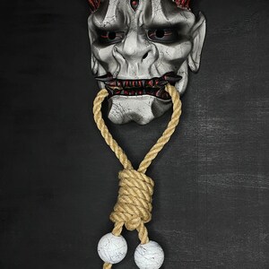 Black and White Oni Mask With Rope Wall Oni Mask Oni Mask - Etsy