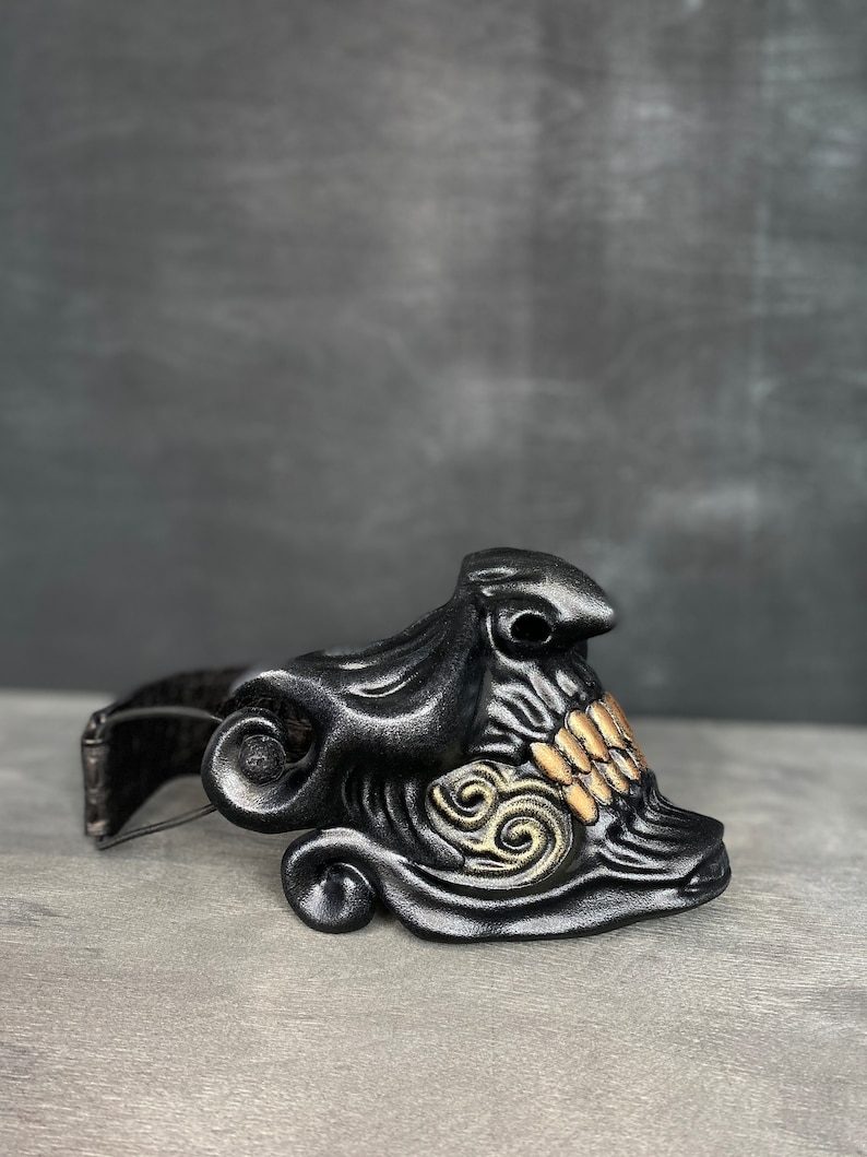 Demon Mask Half Face Samurai Mask Ronin Oni Mempo Japanese Demon NOH ...