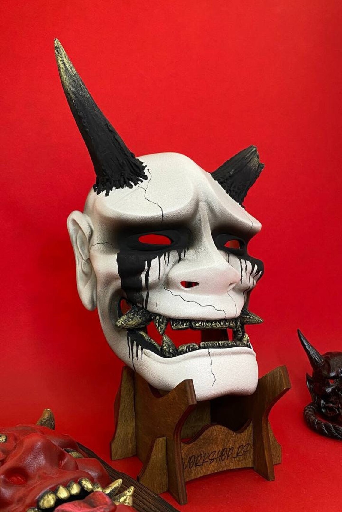 Japanese Hannya Mask: Crying Hannya White Anf Black Samurai - Etsy