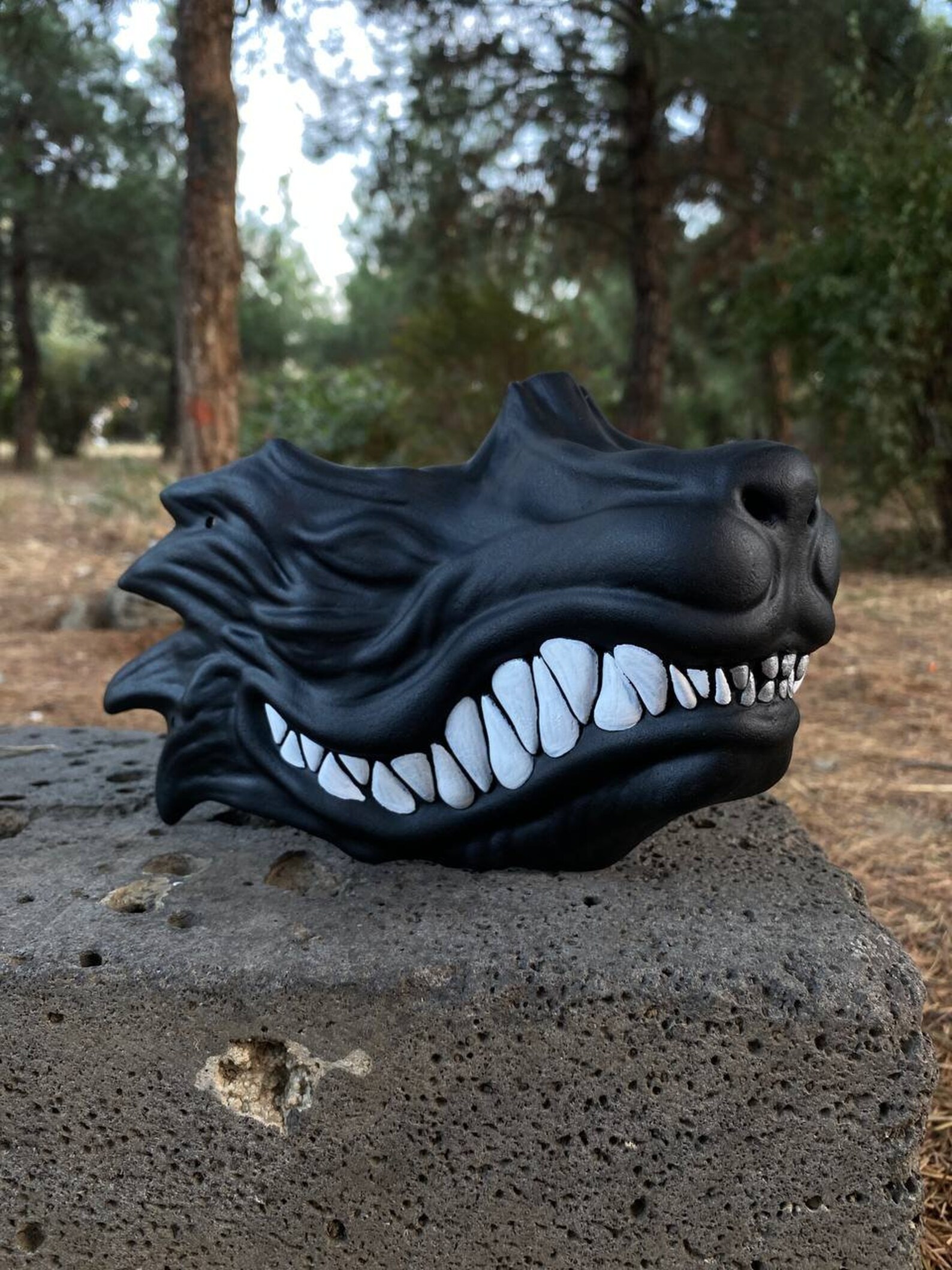 Samurai Wolf Half Mask, Black Wolf Tsushima, Wolf Mask, Kitsune Half ...