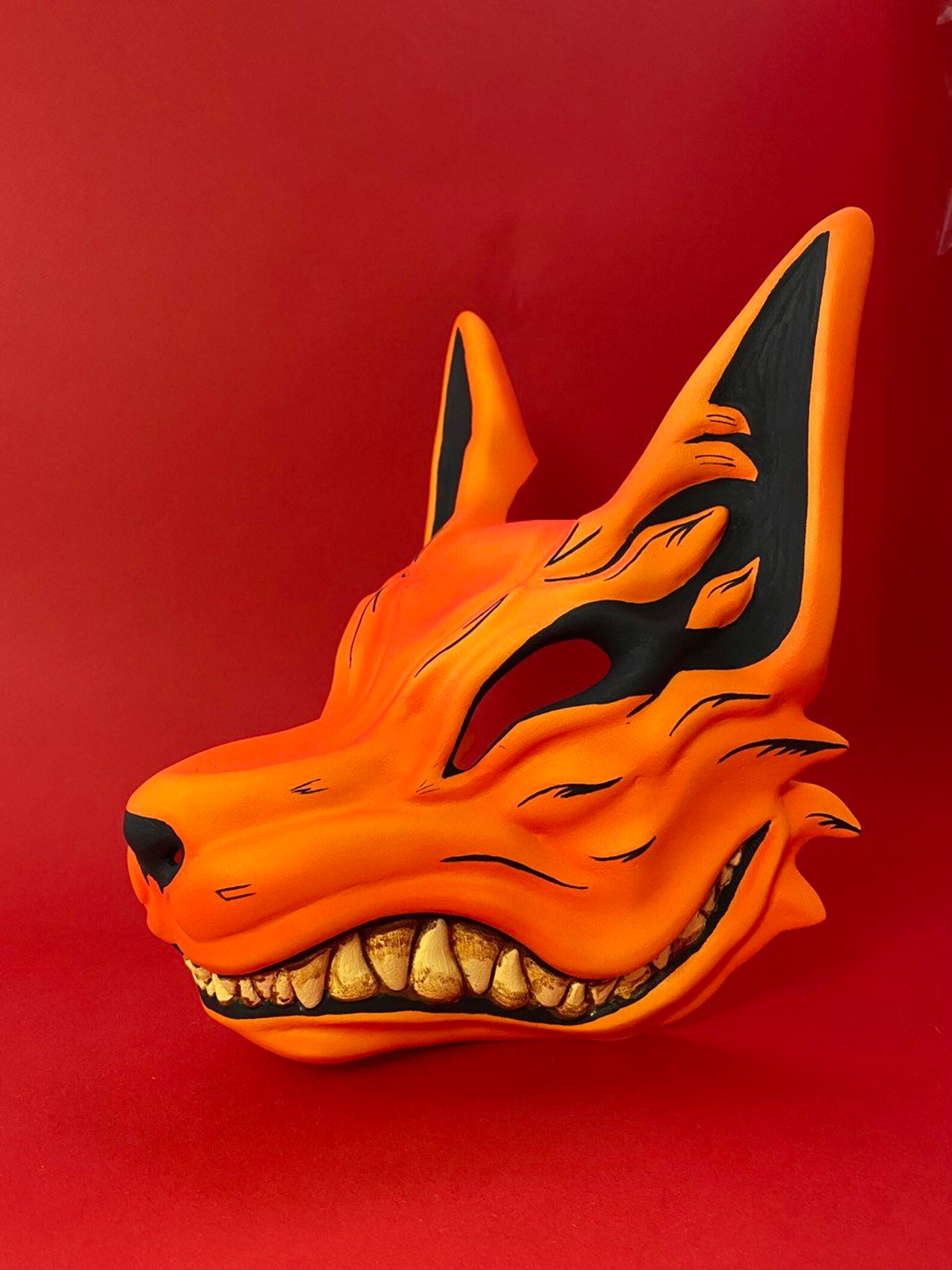 Kurama Kitsune Mask Japanese Fox Mask MADE TO ORDER Kurama - Etsy Finland