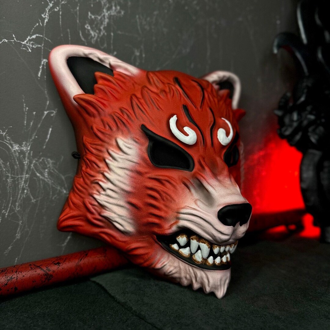 Red Panda Mask Wearable, Scary Fox Mask, Japanese Raccoon Dog Mask ...