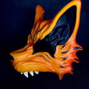 Kitsune Half Mask, Japanese Fox Half Mask, Orange Fox Mask, the Nine ...
