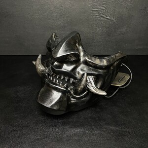 Oni Half Face Wearable Mempo Mask, Japanese Samurai Cosplay Steelish ...