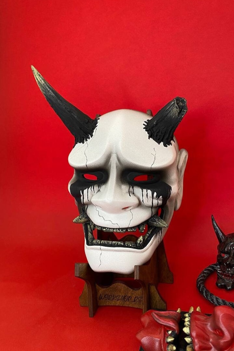 Japanese Hannya Mask: Crying Hannya White Anf Black Samurai - Etsy Hong ...